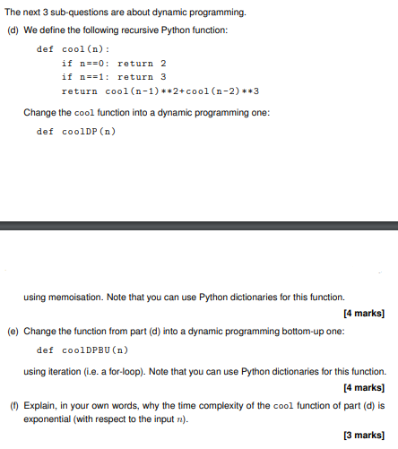 Solved The next 3 sub-questions are about dynamic | Chegg.com