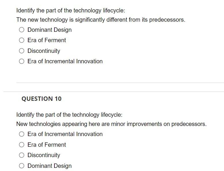 Solved Identify the part of the technology lifecycle: The | Chegg.com