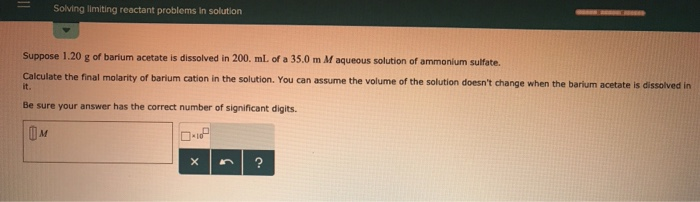 Solved Solving limiting reactant problems in solution | Chegg.com