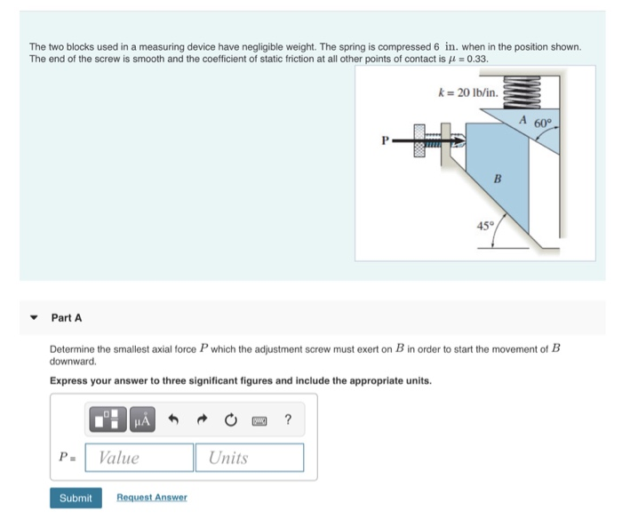 Solved The two blocks used in a measuring device have | Chegg.com