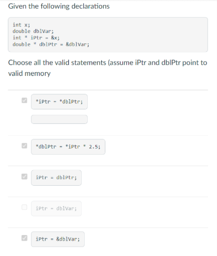 Solved Given the following declarations int x; double | Chegg.com
