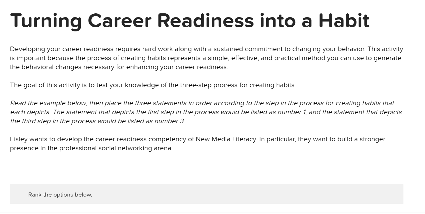 Solved Turning Career Readiness into a Habit Developing your | Chegg.com