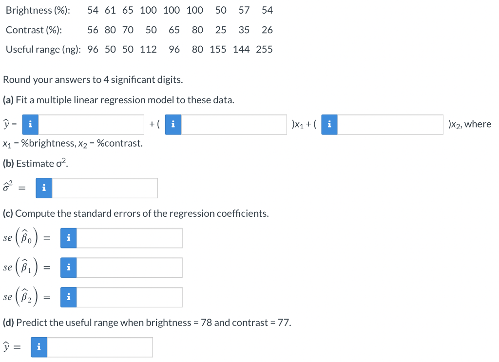 Solved Round your answers to 4 significant digits. (a) Fit a | Chegg.com