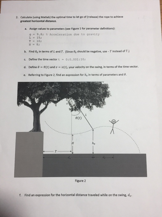 Calculate (using Matlab) the optimal time to let go | Chegg.com