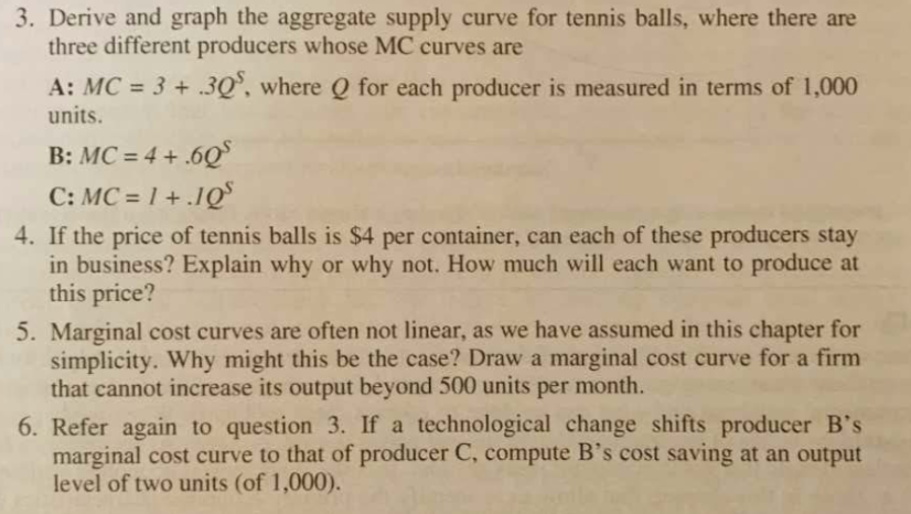Solved 3. Derive and graph the aggregate supply curve for | Chegg.com