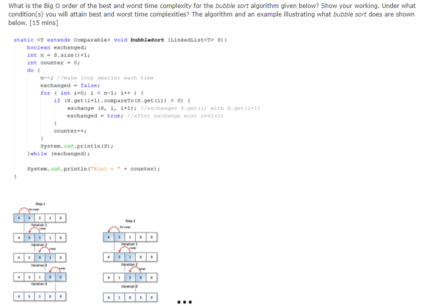 Solved What is the Big O order of the best and worst time | Chegg.com