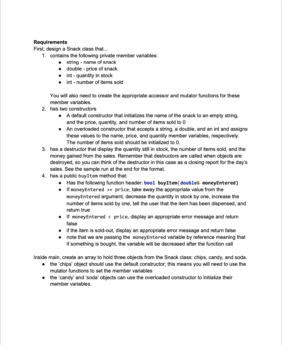 Solved Overview Wecome to the vending machine! Item # Item | Chegg.com