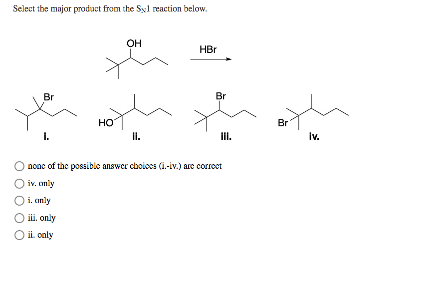 Solved Select the major product from the Syl reaction below. | Chegg.com