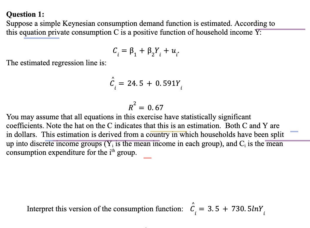 Solved Question 1: Suppose a simple Keynesian consumption | Chegg.com