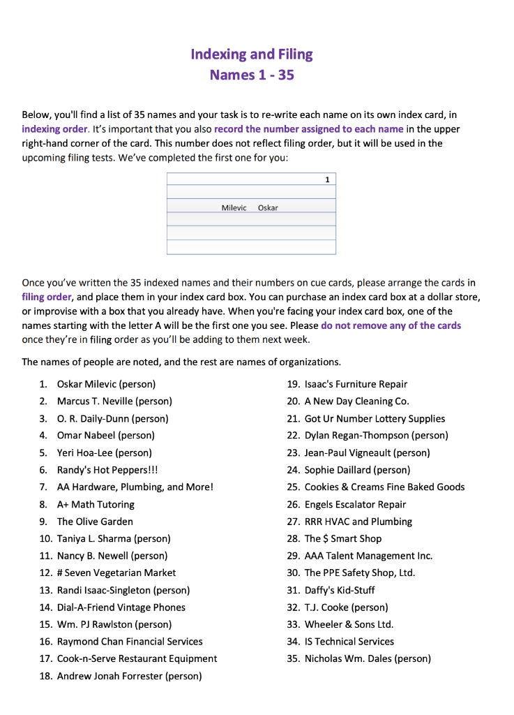 Please help me! I need this name in indexing order. | Chegg.com