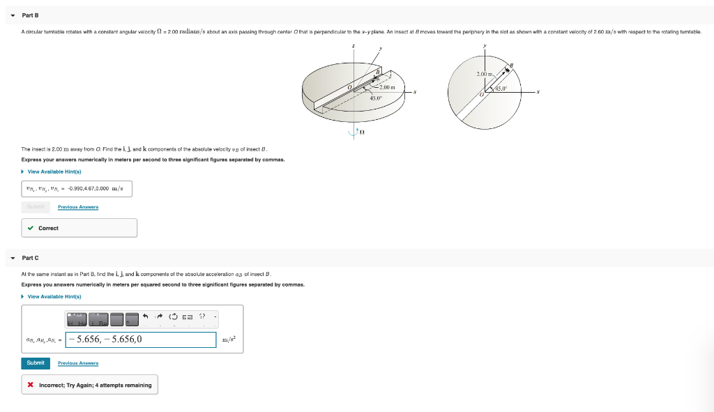 Solved Relative Motion Analysis Using Rotating Axes 6 Of 8