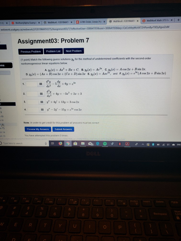 Solved * + 1) Wolfram Alpha Examplı * * WesWork:F2019MATI X | Chegg.com