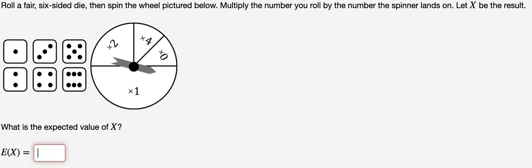 Solved Roll a fair, six-sided die, then spin the wheel | Chegg.com