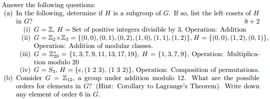 Solved Answer the following questions: (a) In the following, | Chegg.com