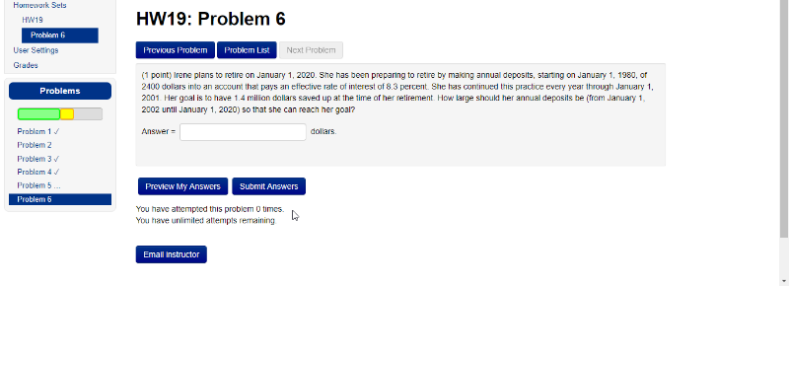 Solved Homework Sels 119 HW19: Problem 6 Problems User | Chegg.com