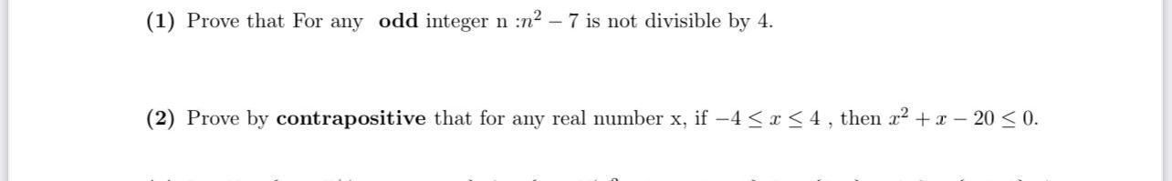 Solved (1) Prove that For any odd integer n:n2−7 is not | Chegg.com