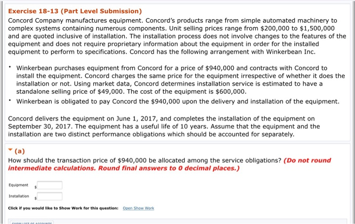 Solved Exercise 18-13 (Part Level Submission) Concord | Chegg.com
