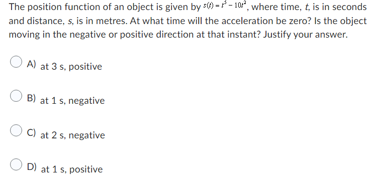 Solved The position function of an object is given by | Chegg.com