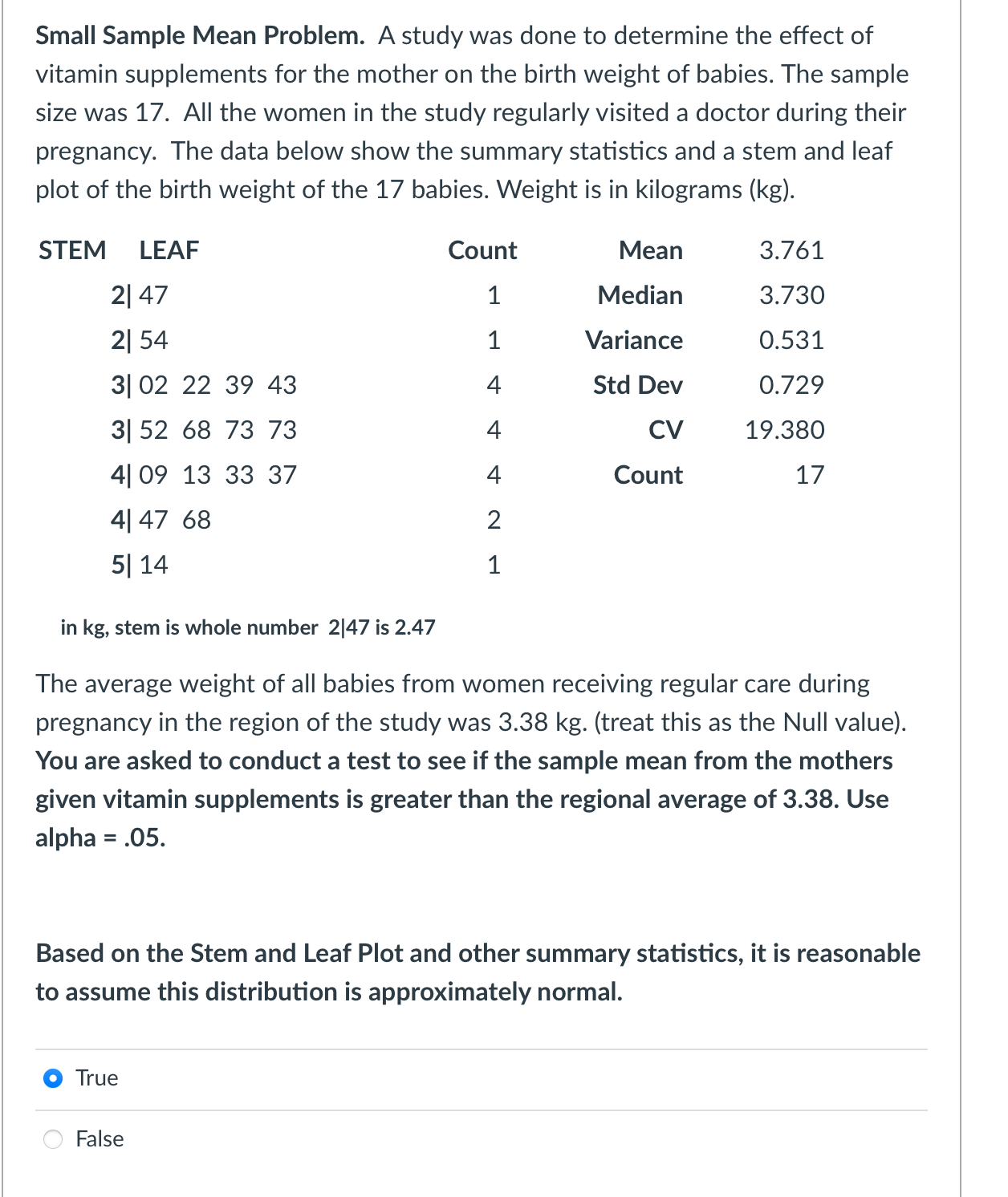 Solved Small Sample Mean Problem. Each year the Heritage | Chegg.com