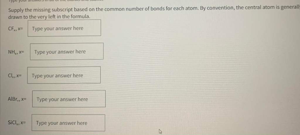 Solved Type you Supply the missing subscript based on the | Chegg.com
