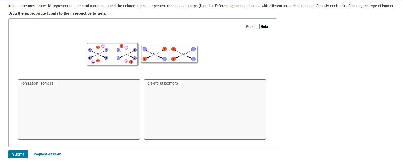 Solved In the structures below, M represents the central | Chegg.com