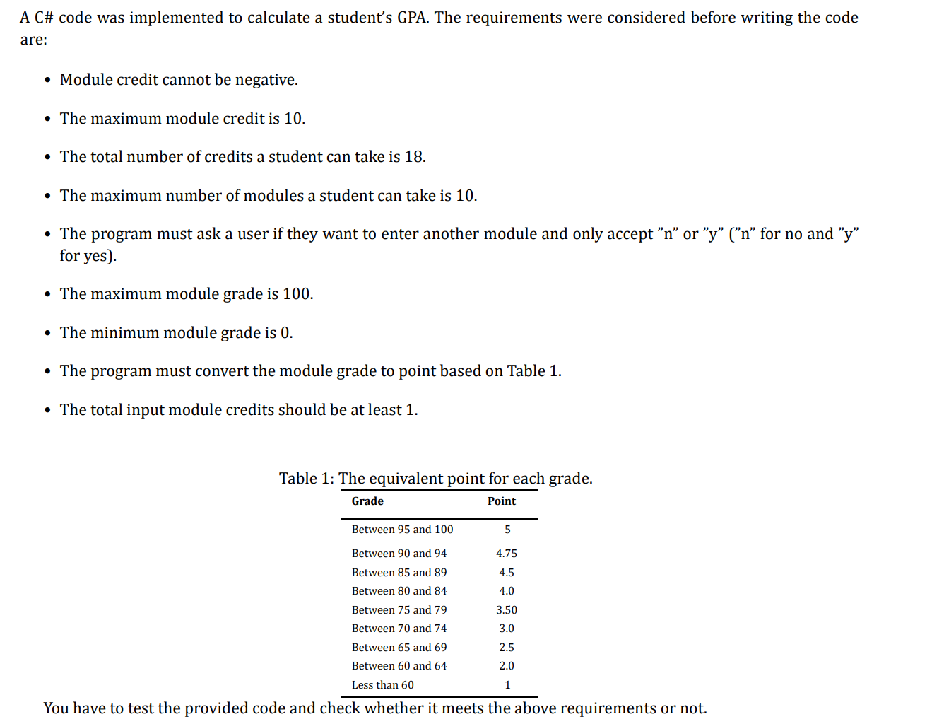 Solved A C\# code was implemented to calculate a student's | Chegg.com