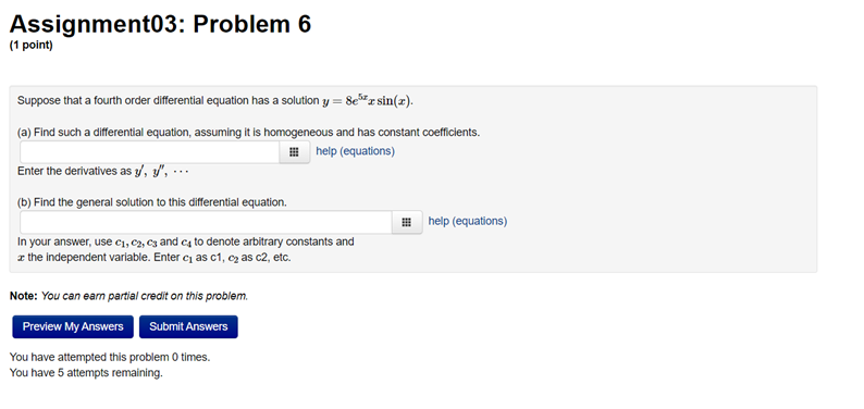 Solved Assignment03: Problem 6 (1 point) Suppose that a | Chegg.com