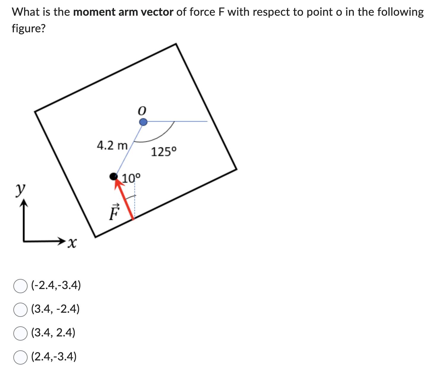 Solved What is the moment arm vector of force F with respect | Chegg.com