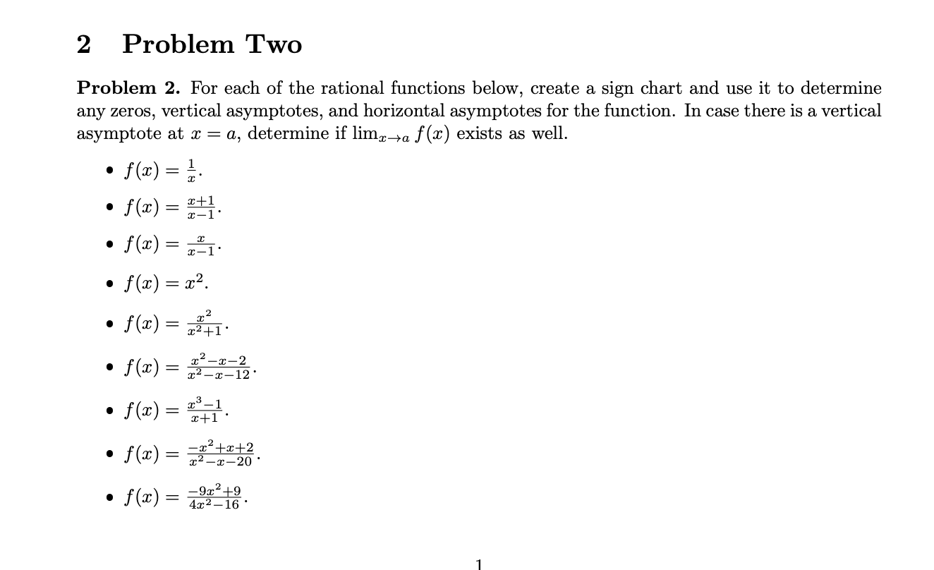 Solved 2 ﻿Problem TwoProblem 2. ﻿For each of the rational | Chegg.com