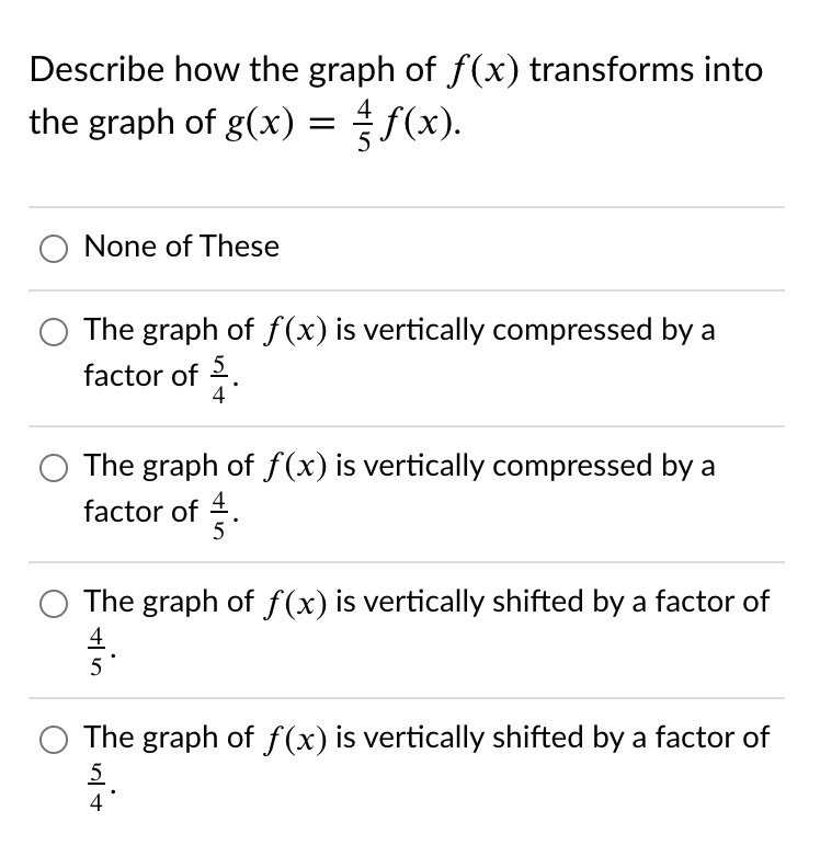 Solved Describe how the graph of f(x) transforms into the | Chegg.com
