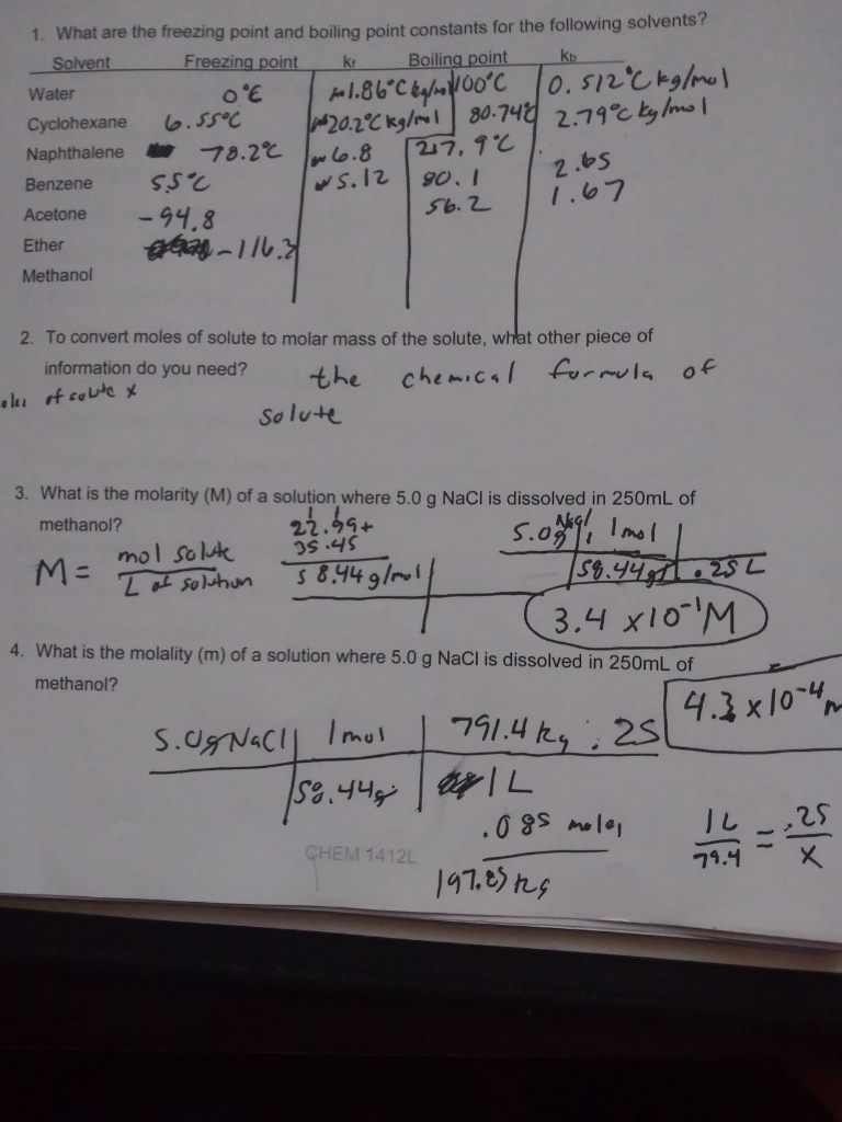 Solved 1. What are the freezing point and boiling point | Chegg.com