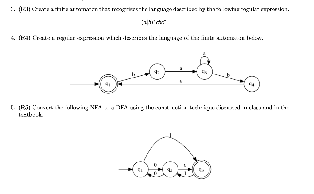 Solved 3. (R3) Create a finite automaton that recognizes the | Chegg.com