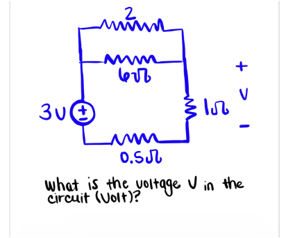Solved What is the voltage V in the circuit (Volt)? | Chegg.com