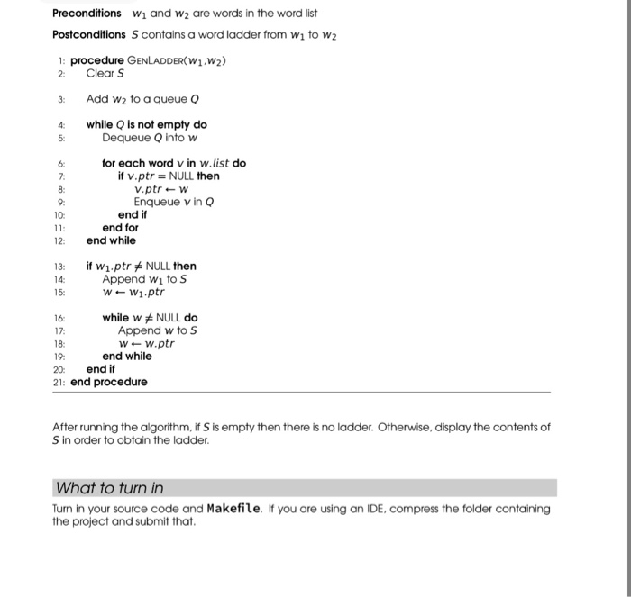 Solved Goal Develop and implement a word ladder finder. | Chegg.com