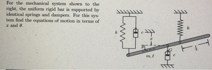 Solved For the mechanical system shown to the right, the | Chegg.com
