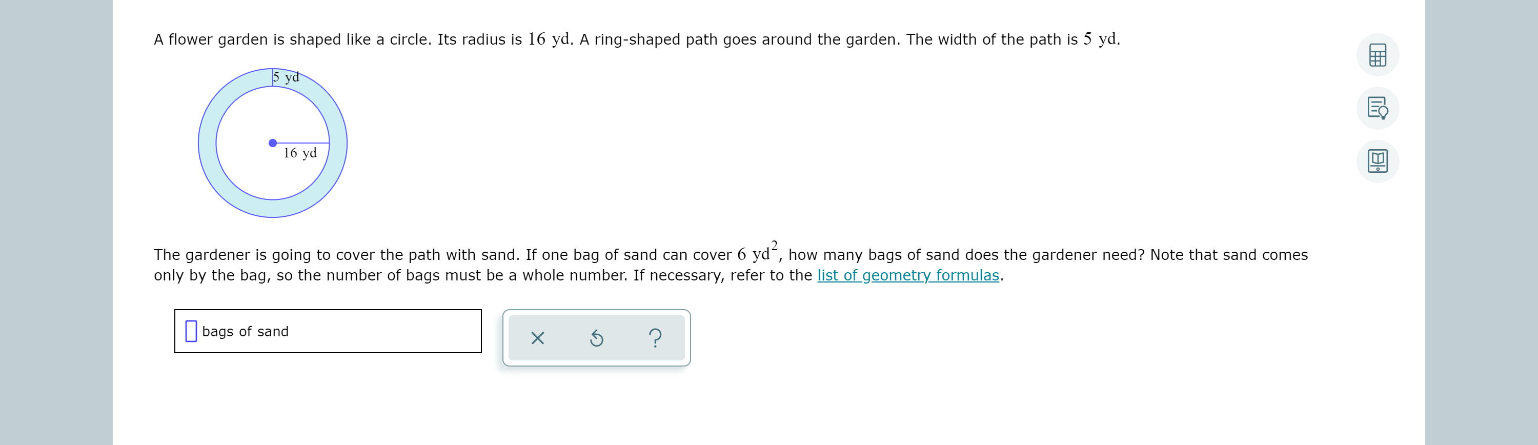 Solved A flower garden is shaped like a circle. Its radius | Chegg.com