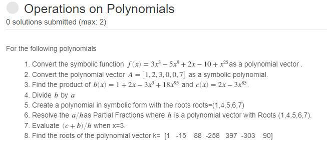 Solved Operations On Polynomials O Solutions Submitted Max 