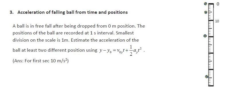 Solved 0 3. Acceleration of falling ball from time and | Chegg.com