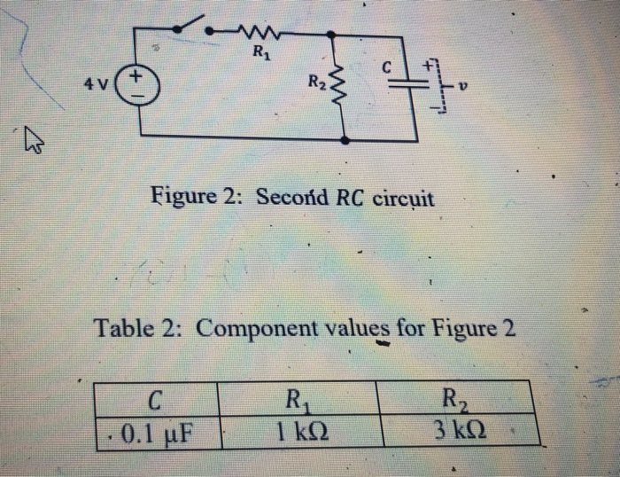 Solved R1 4 V R2 Figure 2: Secońd RC circuit Table 2: | Chegg.com