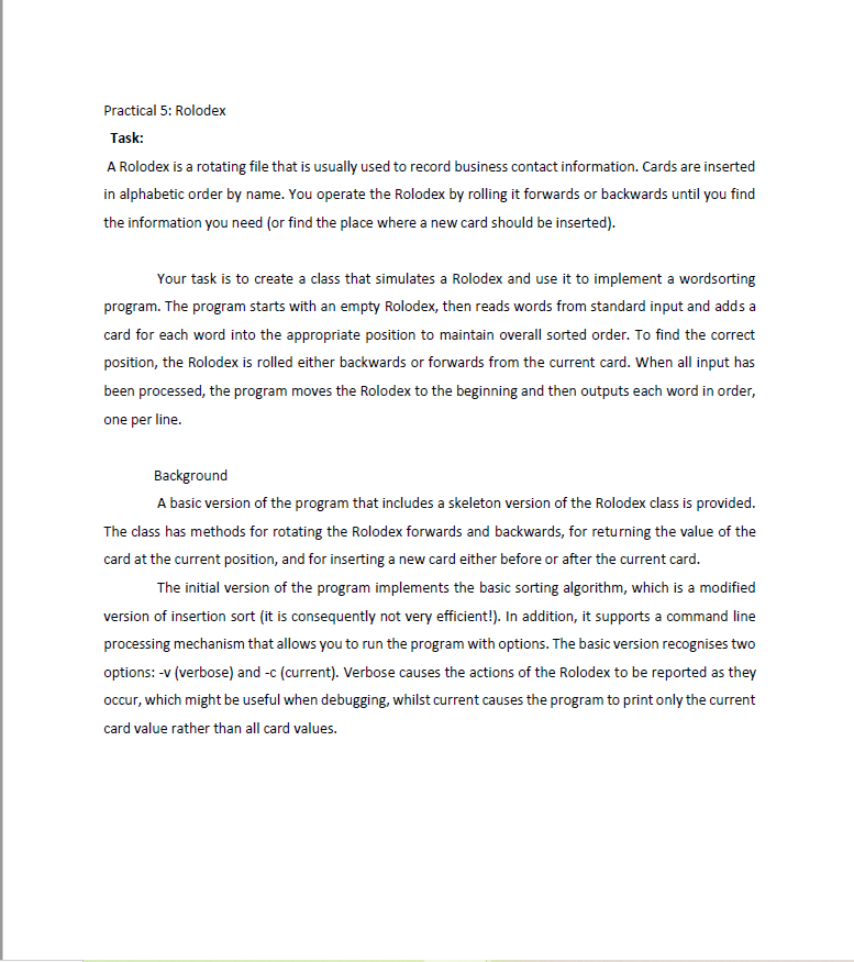 Solved Practical 5: Rolodex Task: A Rolodex is a rotating | Chegg.com