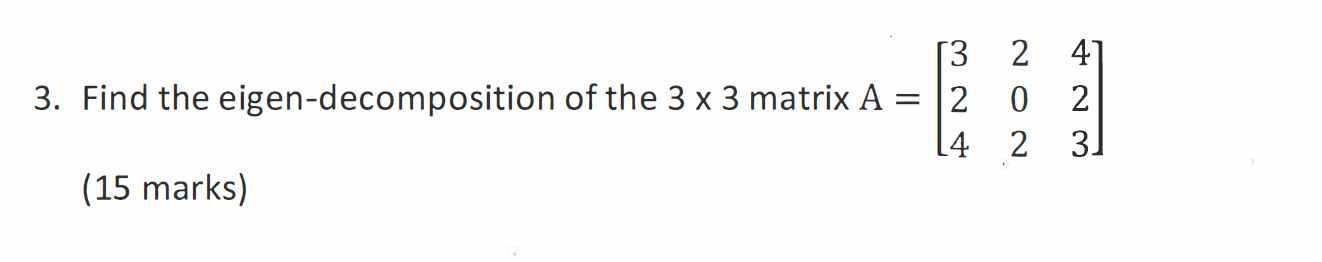 Solved 3. Find the eigen-decomposition of the 3 x 3 matrix A | Chegg.com