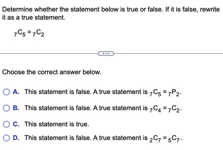 Solved Determine whether the statement below is true or | Chegg.com