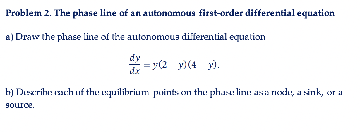 Solved Problem 2. The phase line of an autonomous | Chegg.com
