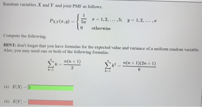 Solved Random Variables X And Y And Joint Pmf As Follows Er 