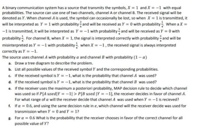 A binary communication system has a source that | Chegg.com
