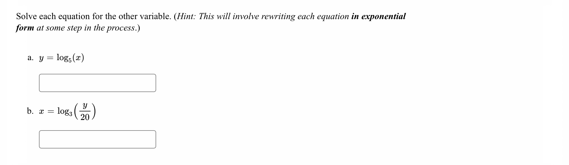 Solved Solve each equation for the other variable. (Hint: | Chegg.com