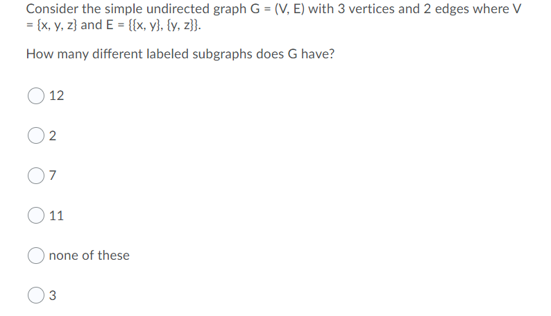 Solved Consider the simple undirected graph G = (V, E) with | Chegg.com