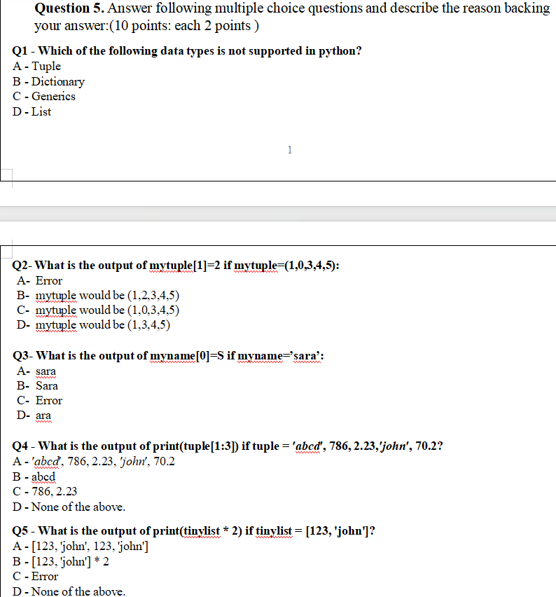 Solved Question 5. Answer following multiple choice | Chegg.com Solved Question 5. Answer following multiple choice | Chegg.com