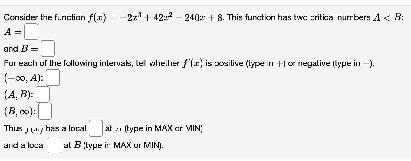 Solved Consider the function f(x)=-2x3+42x2-240x+8. ﻿This | Chegg.com