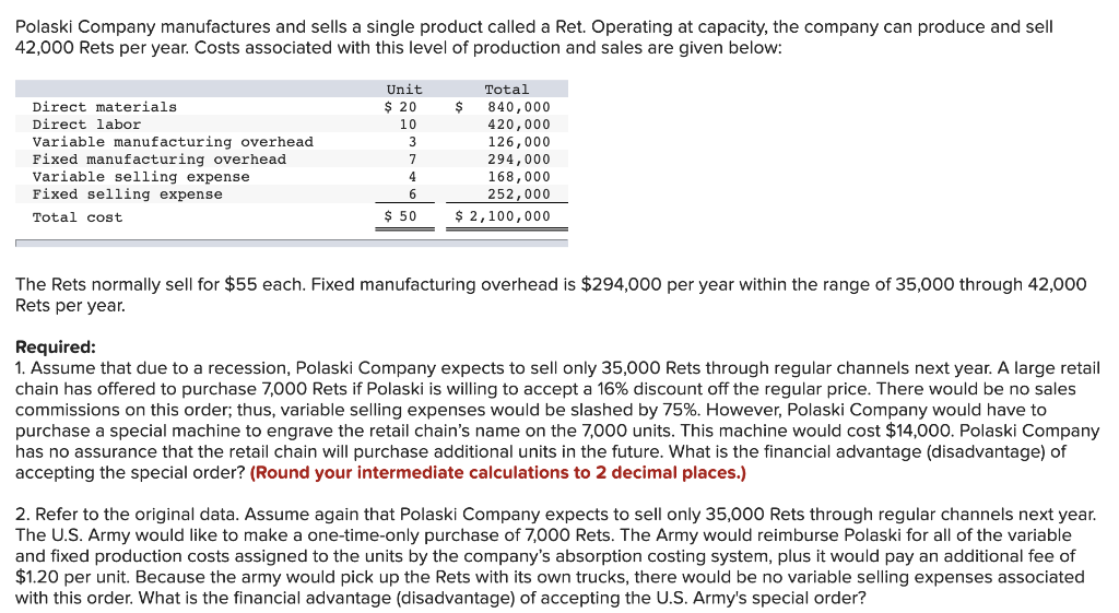 Solved Polaski Company Manufactures And Sells A Single Chegg